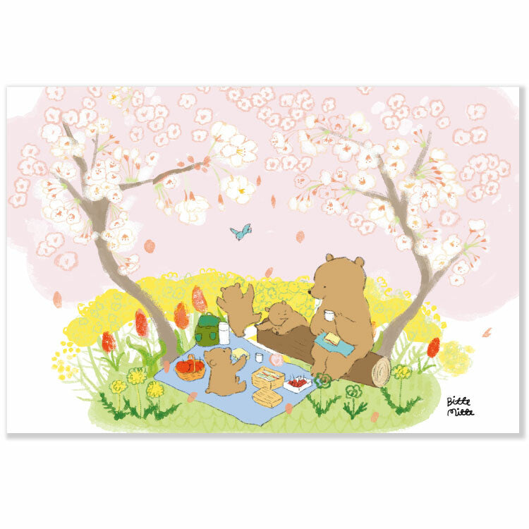 Cherry Blossom Picnic - Momoro Postcard – Ouchiku Studio